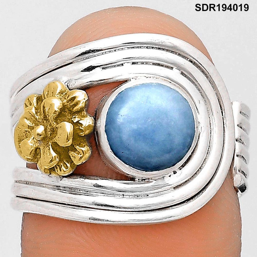 Angelite Ring: Natural Blue Gemstone, 925 Sterling Silver, Calming ...