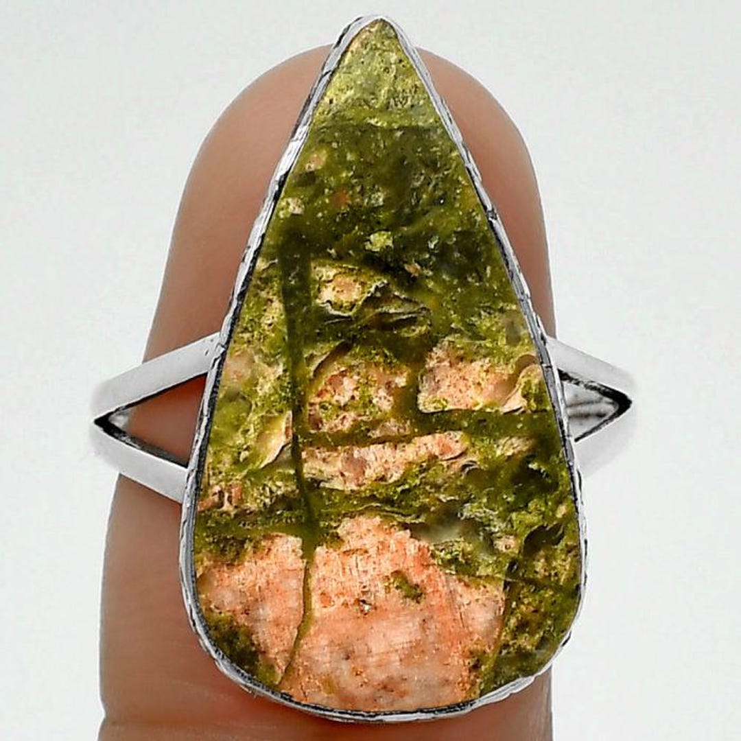 Natural Unakite Jasper Gemstone Ring, 925 Sterling Silver Ring ...