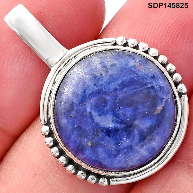 Sodalite Sterling Silver Pendant: Handmade Gemstone Boho Necklace - Etsy