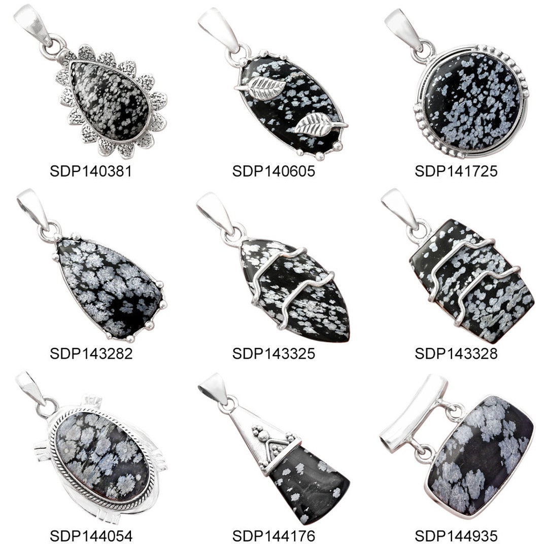 Snowflake Obsidian Pendant 925 Sterling Silver Pendant Handmade Jewelry ...