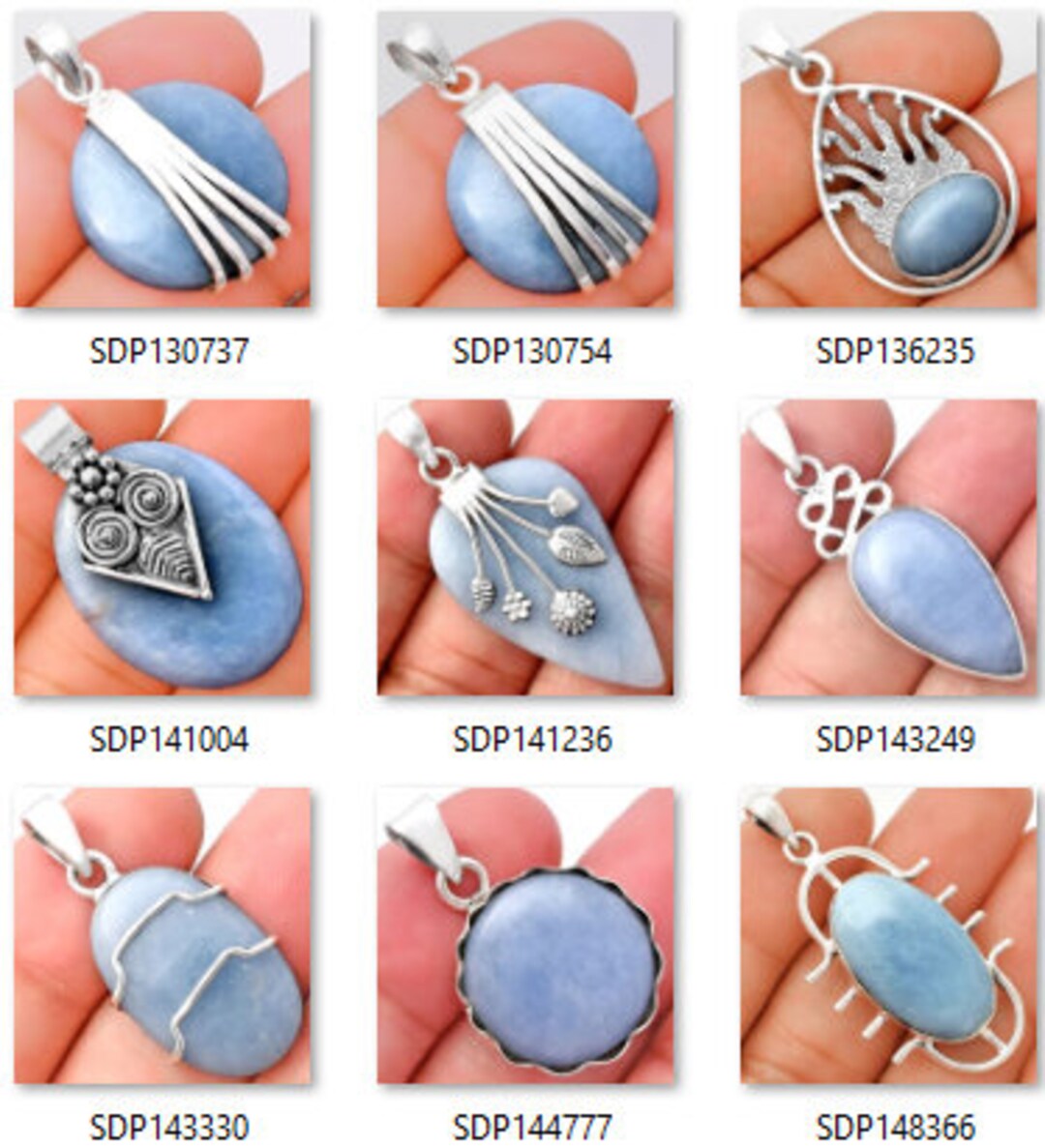 Angelite Pendant Necklace With Handmade Jewelry - Etsy