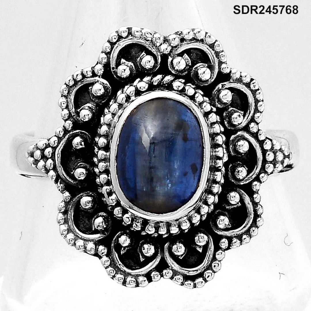 Blue Kyanite Sterling Silver Ring, Boho Statement Gemstone Jewelry ...