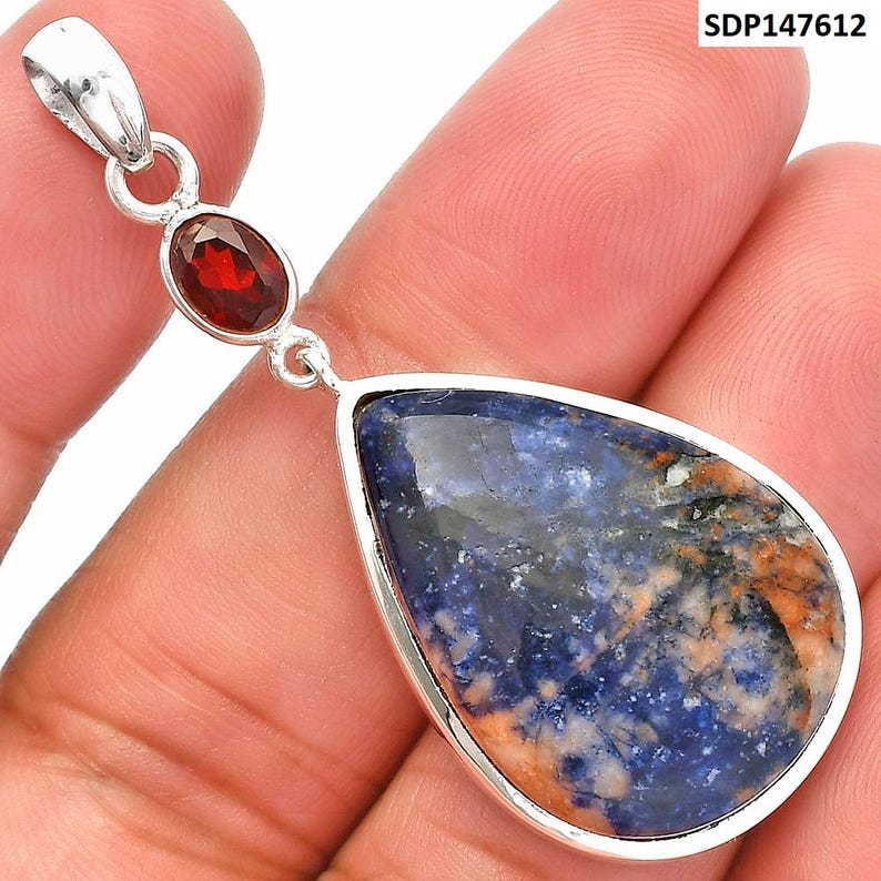 Sodalite Sterling Silver Pendant: Handmade Gemstone Boho Necklace - Etsy