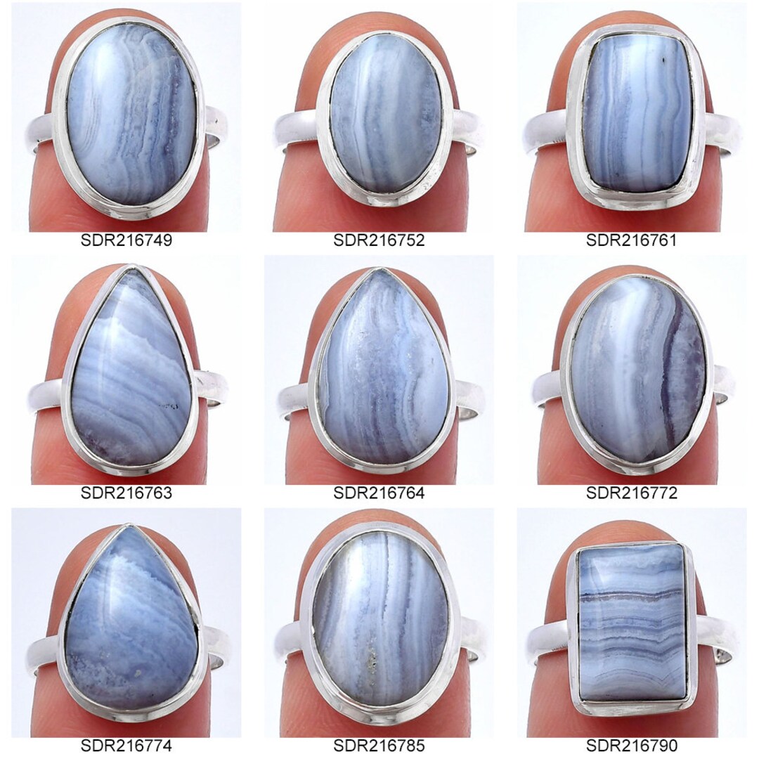 Blue Lace Agate Ring, 925 Sterling Silver Ring, Birthstone Ring, Agate ...