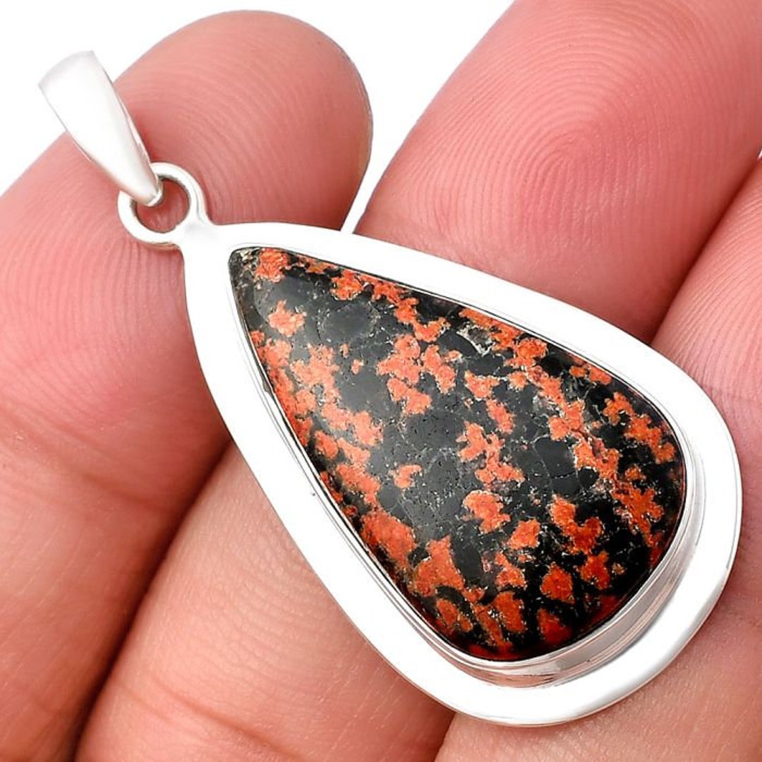 Firework Obsidian Pendant, 925 Sterling Silver Pendant, Necklace for ...