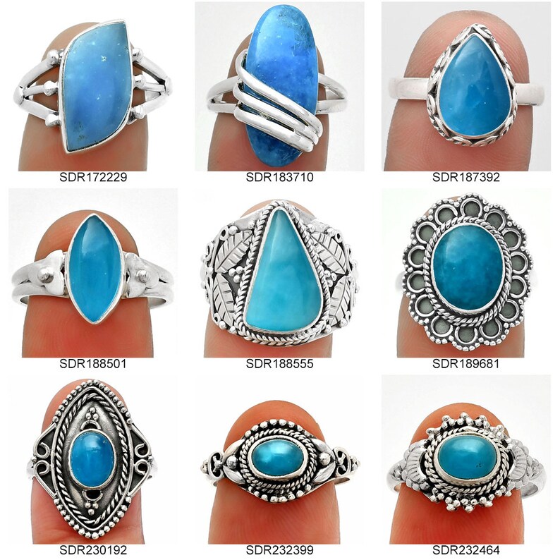 Natural Smithsonite Ring, Blue Stone Ring, Handmade Jewelry Ring, 925 ...