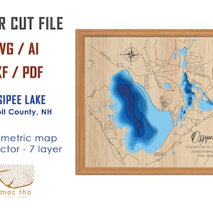 Digital File PDF, SVG - Ossipee Lake Carroll County Nh Bathymetric ...