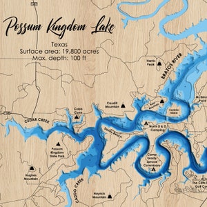 Digital File PDF, SVG - Possum Kingdom Lake Map Bathymetric Depth ...