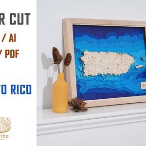Digital File PDF, AI, SVG Puerto Rico Map Wood Multilayer Laser Cut ...