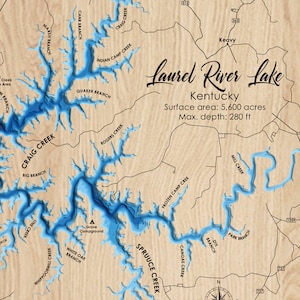 Digital File PDF, SVG - Laurel River Lake Kentucky, Bathymetric Depth ...
