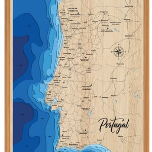 Digital File PDF, SVG - Portugal 3d Map, Bathymetric Depth Layers SVG ...
