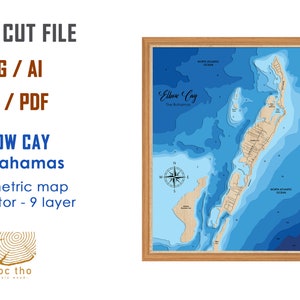 Digital File PDF, SVG - Elbow Cay Bahamas, Bathymetric Depth Layers SVG ...