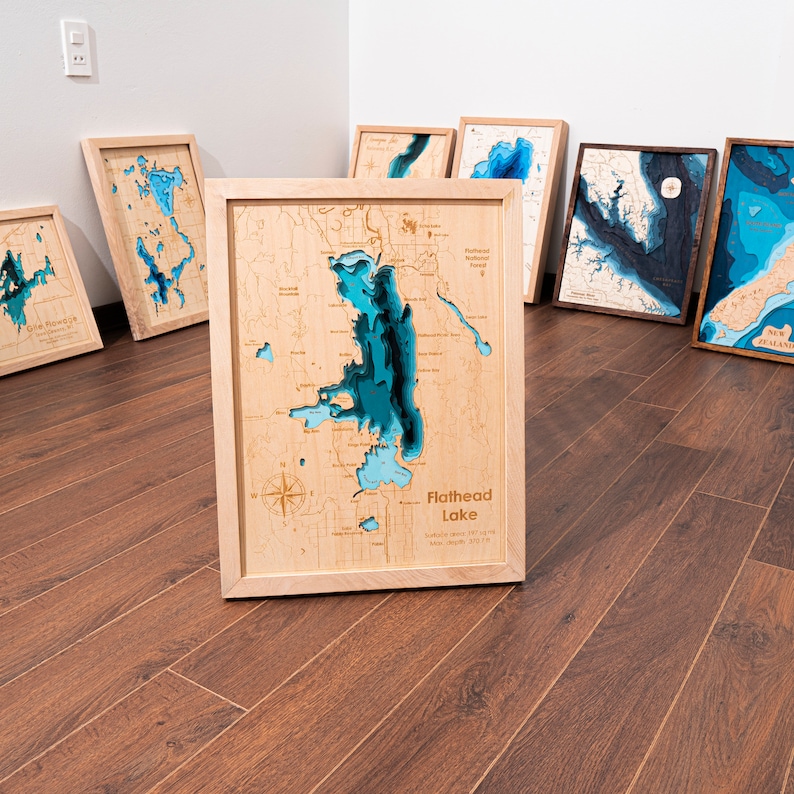 Flathead Lake Wood Montana 8 Layer Custom Map Wood - Etsy
