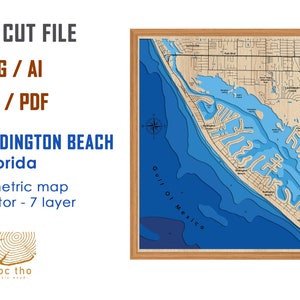 Digital File PDF, SVG - North Redington Beach Florida, Bathymetric ...