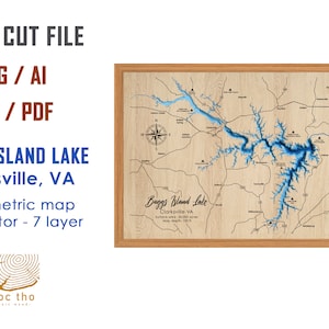 Digital File PDF, SVG - Buggs Island Lake Clarksville Va Bathymetric ...