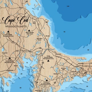 Digital File PDF, SVG - Cape Cod Massachusett Bathymetric Depth Layers ...