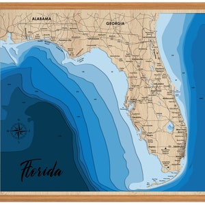 Digital File PDF, SVG - Florida State, Bathymetric Depth Layers SVG ...