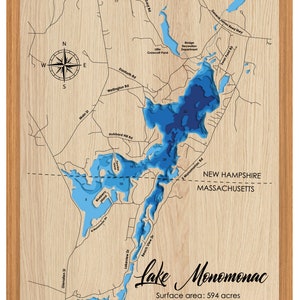 Digital File PDF, SVG - Lake Monomonac New Hampshire Massachusetts ...