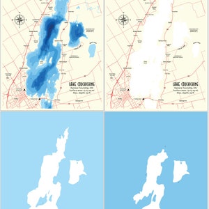 Digital File PDF, SVG - Lake Couchiching Ontario Map Bathymetric Depth ...