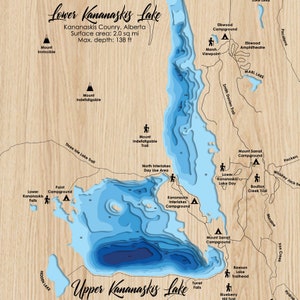 Digital File PDF, SVG - Upper and Lower Kananaskis Lake Alberta Map ...