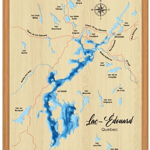 Digital File PDF, SVG - Lac Édouard Québec Canada Map Bathymetric Depth ...