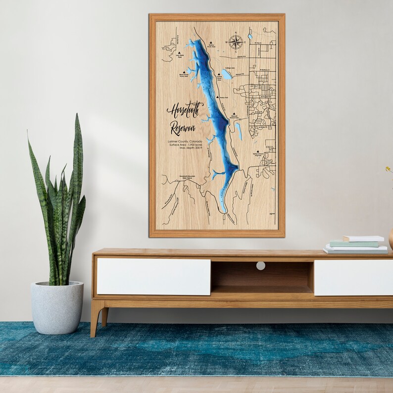 Digital File PDF, SVG - Horsetooth Reservoir Colorado Bathymetric Depth ...