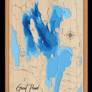 Digital File PDF, SVG - Great Pond Maine, Bathymetric Depth Layers SVG ...