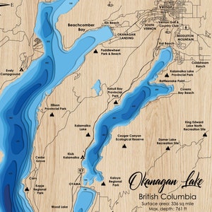 Digital File PDF, SVG - North Okanagan Lake Bc Bathymetric Depth Layers ...