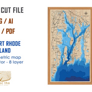 Digital File PDF, SVG - Newport Rhode Island , Bathymetric Depth Layers ...