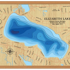 Digital File PDF, SVG - Elizabeth Lake Waterford Twp Michigan Map ...