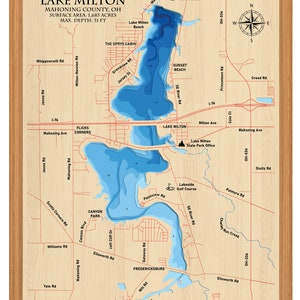 Digital File PDF, SVG - Lake Milton Ohio Map Bathymetric Depth Layers ...