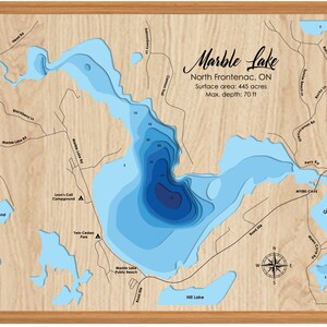 Digital File PDF, SVG Marble Lake Ontario, Bathymetric Depth Layers SVG ...