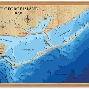Digital File PDF, SVG - St George Island Florida Bathymetric Depth ...