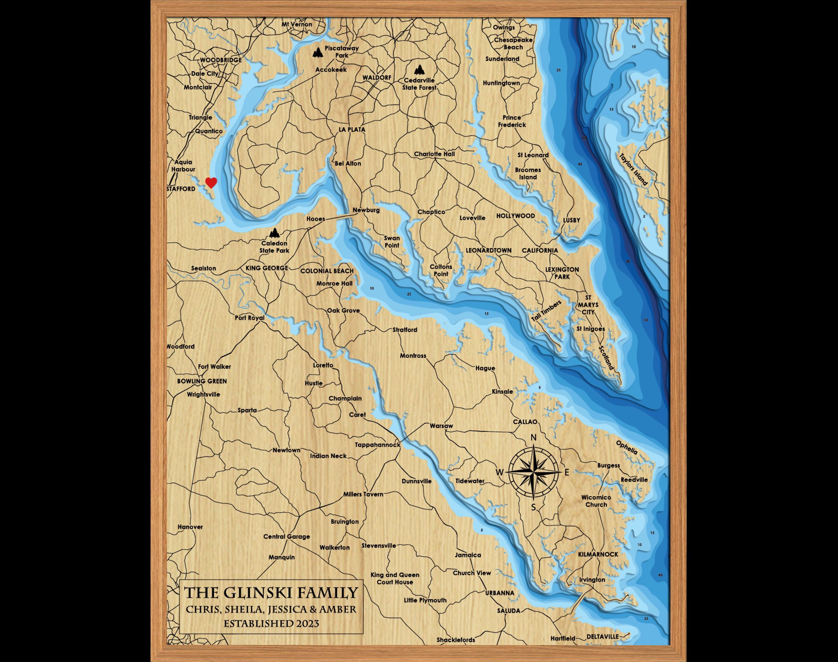Digital File PDF, SVG - Potomac River Bathymetric Depth Layers SVG File ...