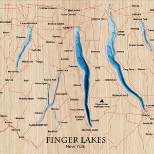 Digital File PDF, SVG - Finger Lakes Newyork, Bathymetric Depth Layers ...