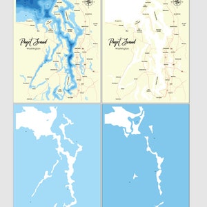 Digital File PDF, SVG - Puget Sound, Bathymetric Depth Layers SVG File ...