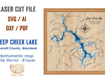 Third Lake/druce Lake Illinois Svg File for Lasers, Lake Map Svg ...