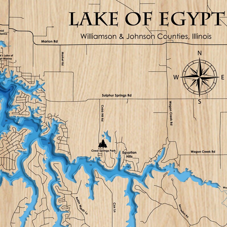 Digital File PDF SVG Lake of Egypt Illinois Map - Etsy