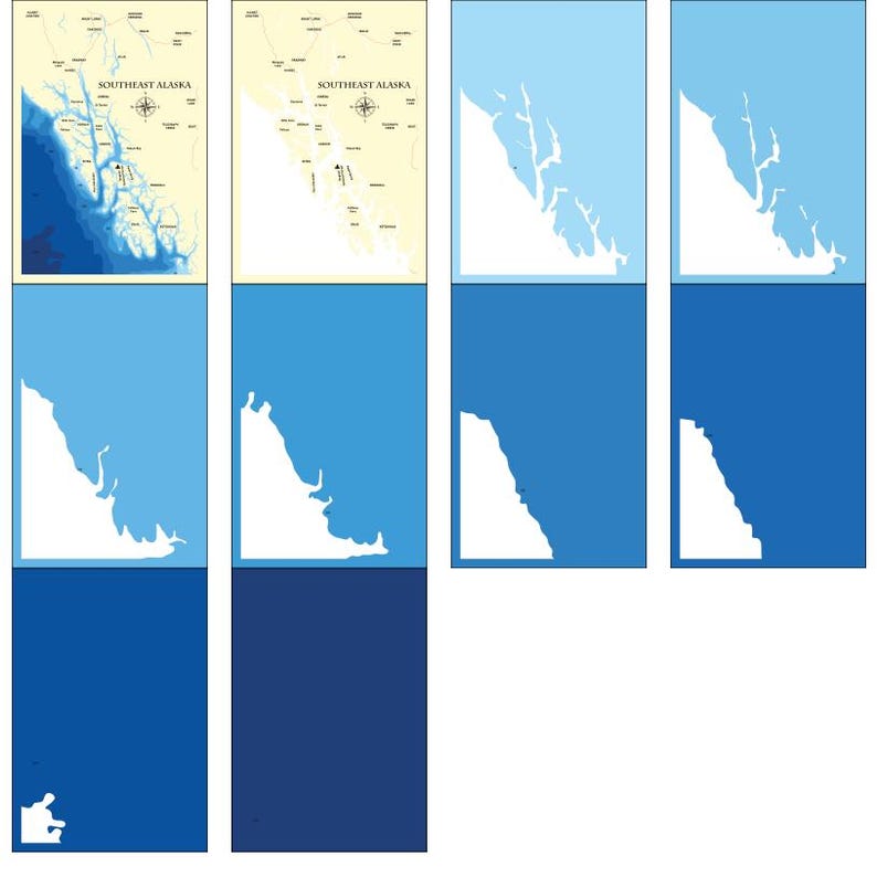 Digital File PDF, SVG - Southeast Alaska Bathymetric Depth Layers SVG ...