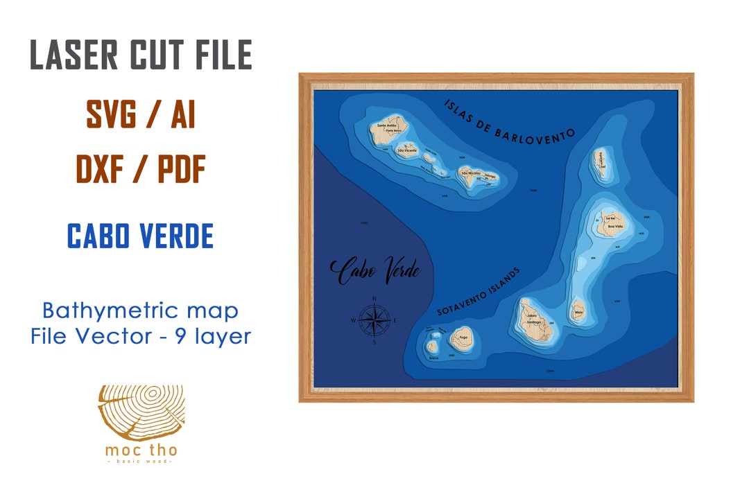 Archivo digital PDF, SVG Mapa de las islas de Cabo Verde, Archivo SVG ...
