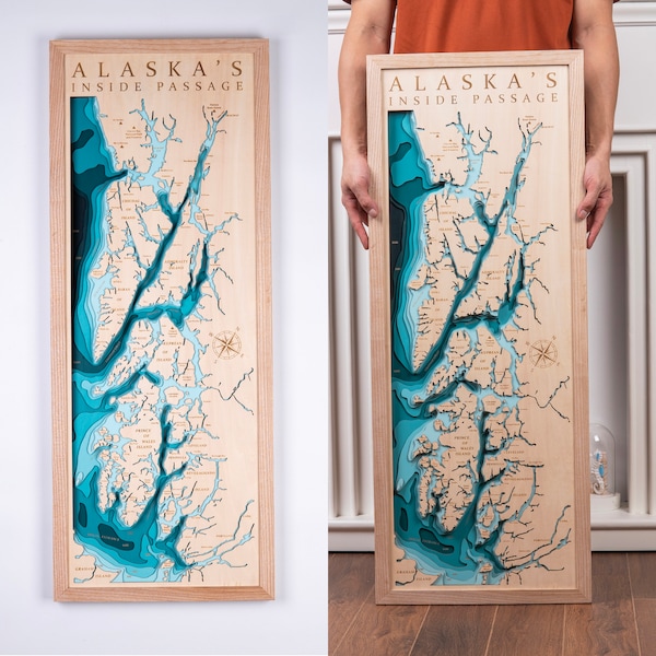 Map of Alaska Inside Passage - Etsy