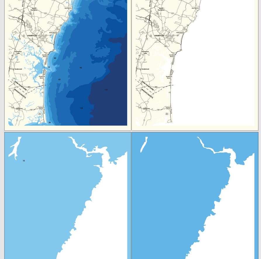 Digital File PDF, SVG - Hampton to Portsmouth Nh Map, Bathymetric Depth ...