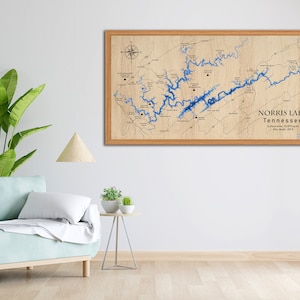 Digital File PDF, SVG - Norris Lake Tennessee Map Bathymetric Depth ...