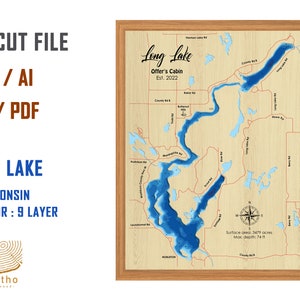 Long Lake Wisconsin Map - Etsy