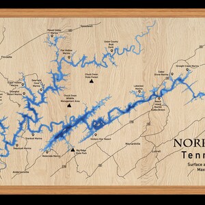 Digital File PDF, SVG - Norris Lake Tennessee Map Bathymetric Depth ...