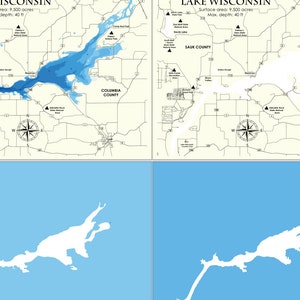 Digital File PDF, SVG - Lake Wisconsin, Wi Bathymetric Depth Layers SVG ...