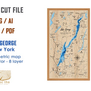 Digital File PDF, SVG - Lake George New York, Bathymetric Depth Layers ...