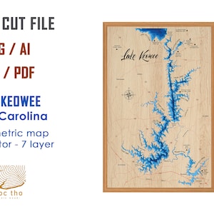 Digital File PDF, SVG - Lake Keowee South Carolina Map Bathymetric ...