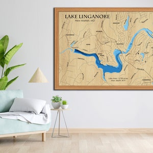 Digital File PDF, SVG - Lake Linganore Maryland Map, Bathymetric Depth ...