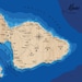 Digital File PDF, SVG Maui Island of Hawaii Map Bathymetric Depth ...